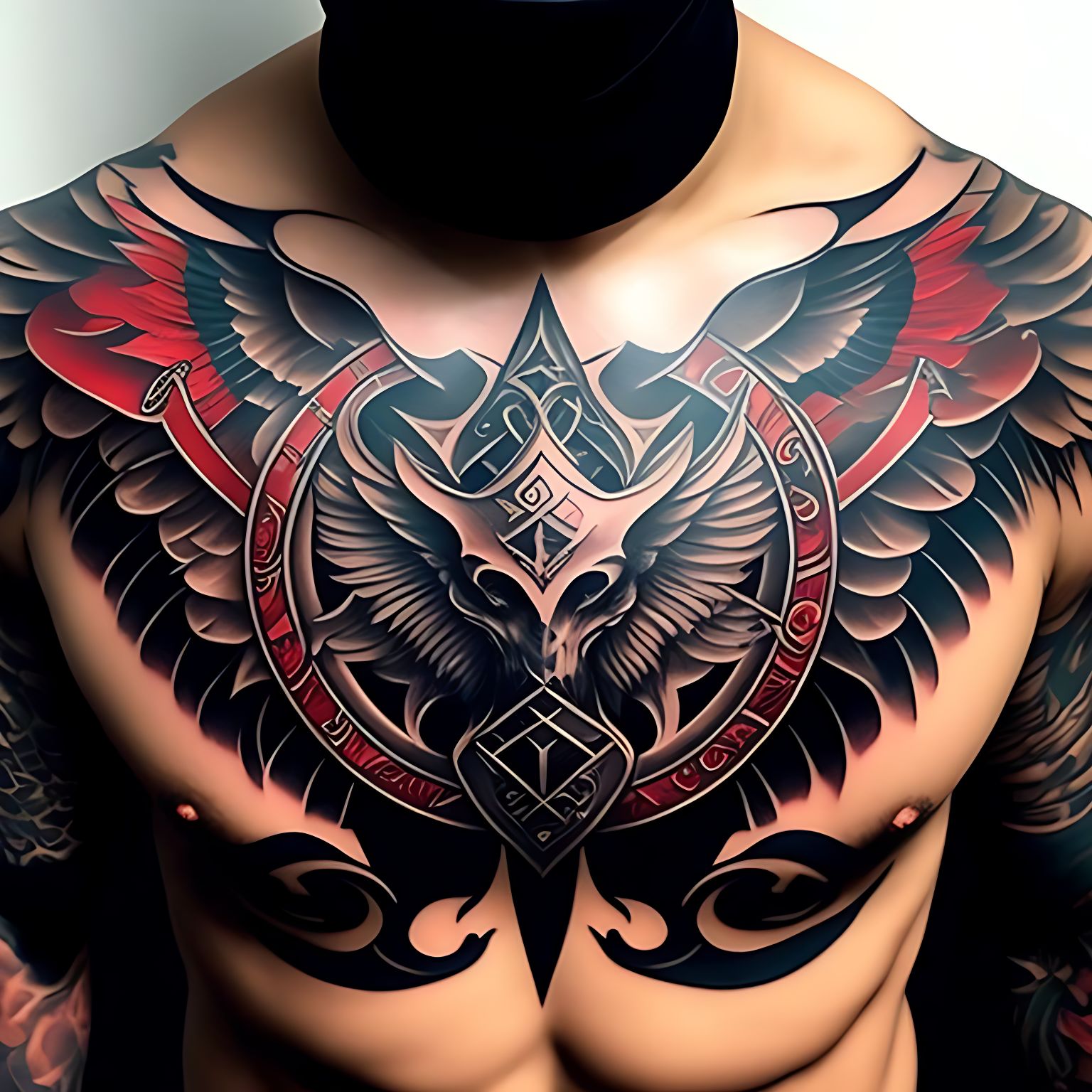 Wing Chest Tattoo Sketches