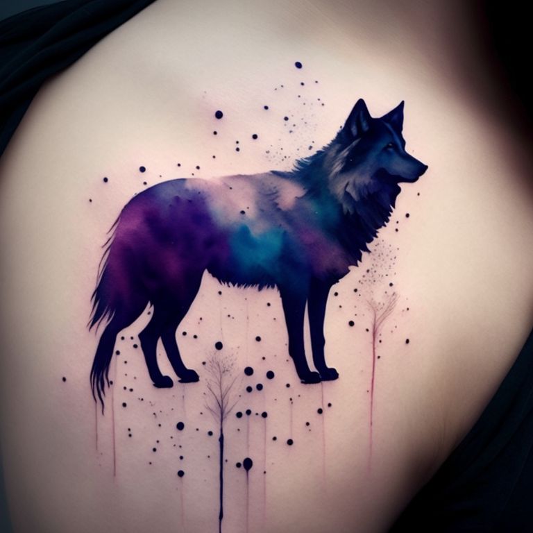 Watercolor Tattoo Wolf
