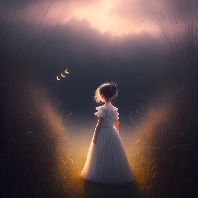 primary-ant152: The young girl in a white dress is wandering through ...