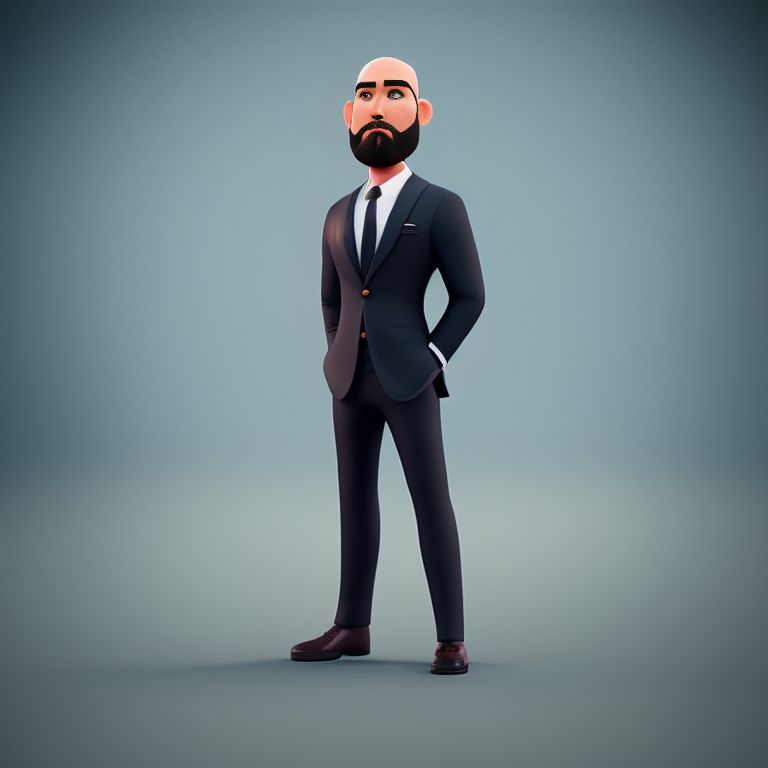icy-locust852: Bald and bearded chibi on an executive suit with ...