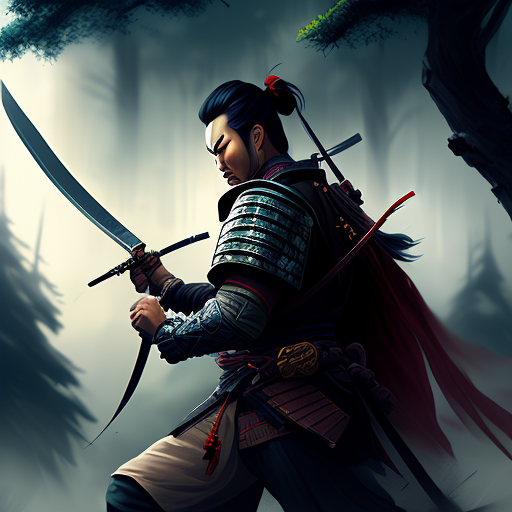 mushy-human724: Samurai running through the woods