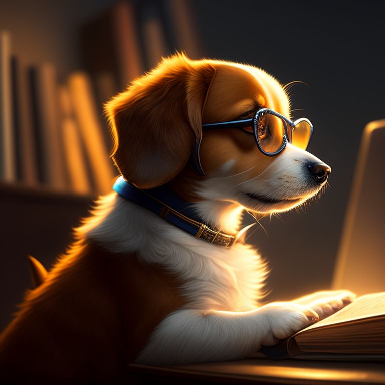 Cute Dog Studying