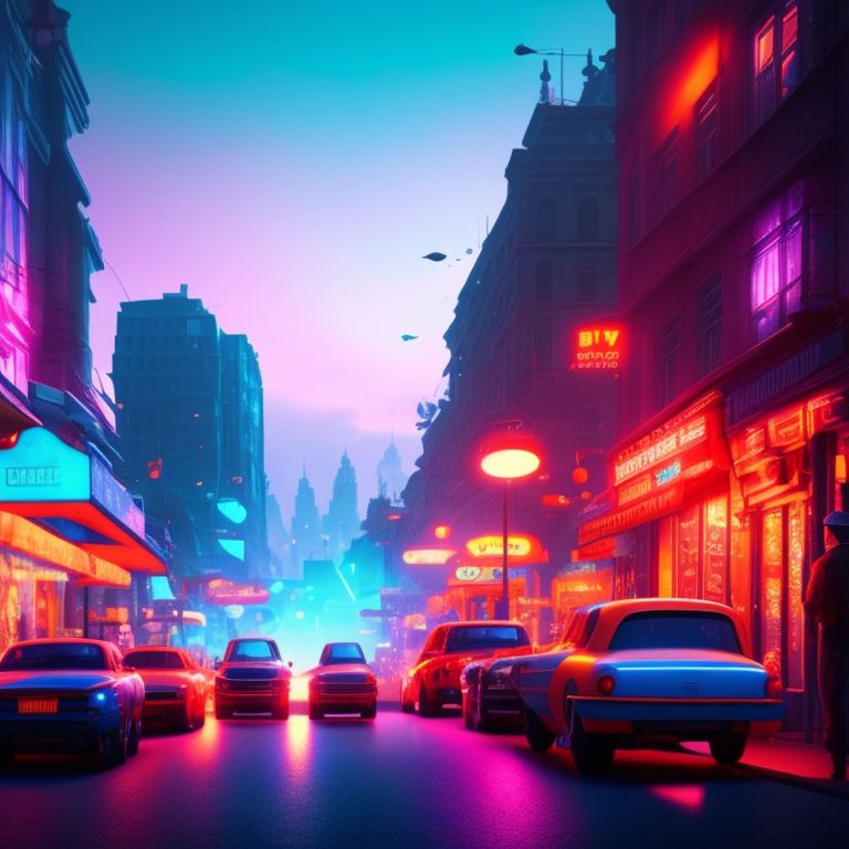 delayed-elk14: ""Neon City at night" fantasy artwork, neon lighting ...
