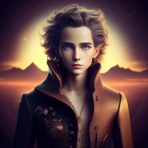 likely-skunk153: a small humanoid androgynous boy with flowing ocher ...