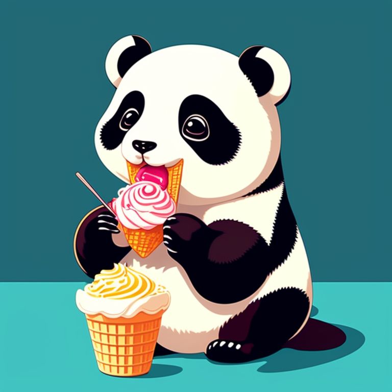 Pandas Eating Ice Cream