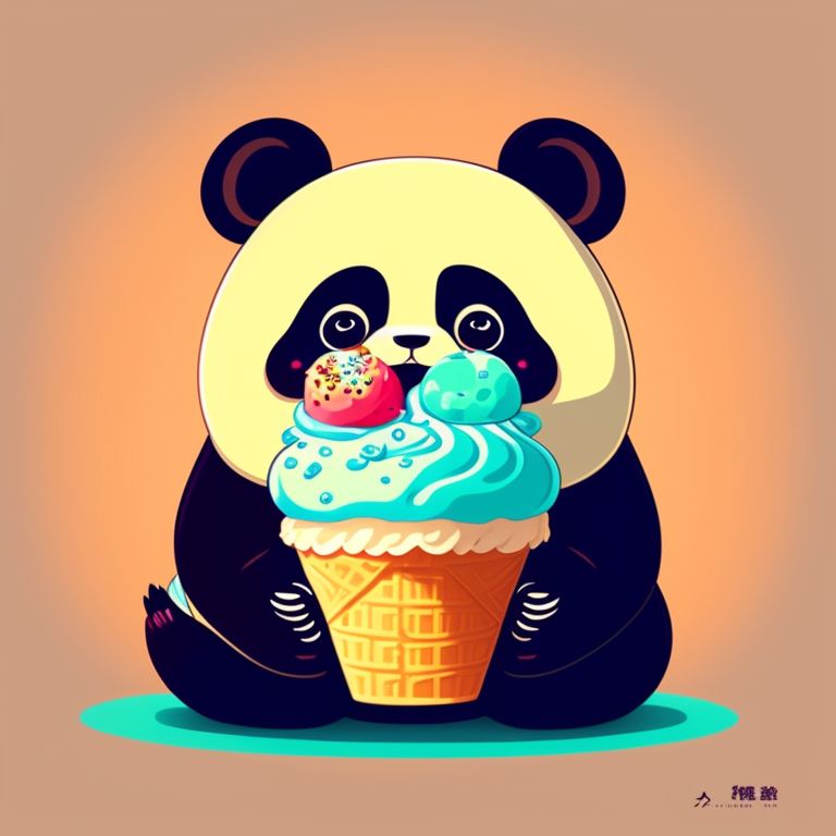 Pandas Eating Ice Cream