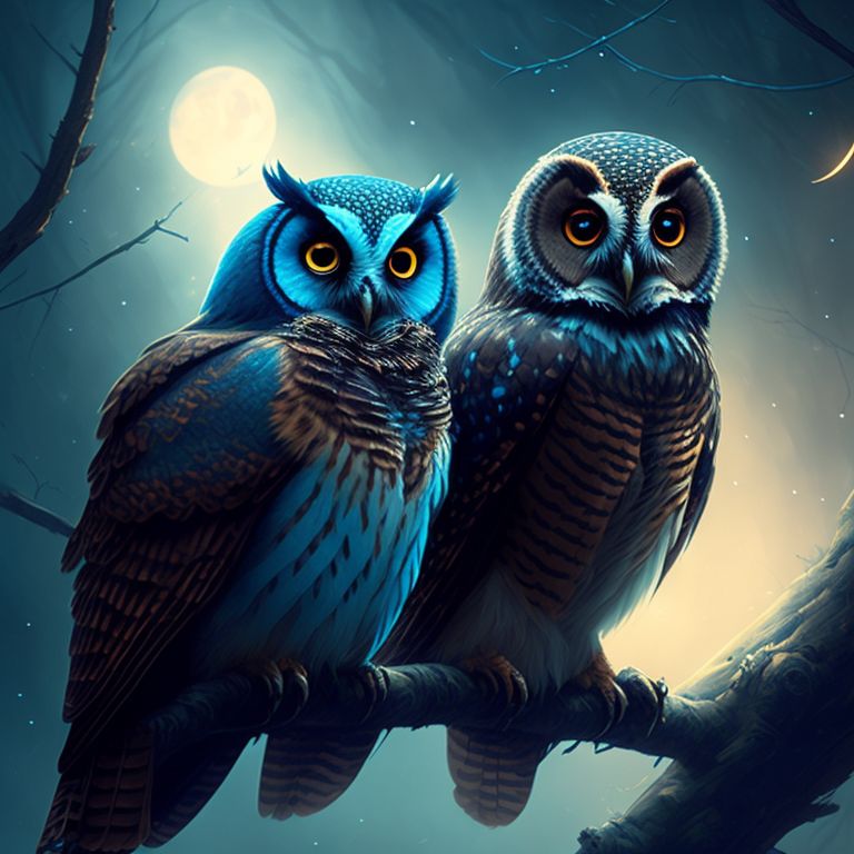 Blue Owl On Branch