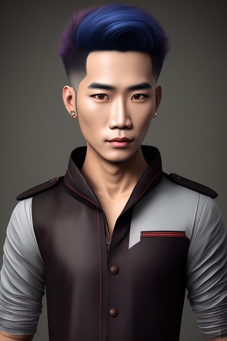Fedoraxsa: thai men ,realistic portrait , random hair color , random ...