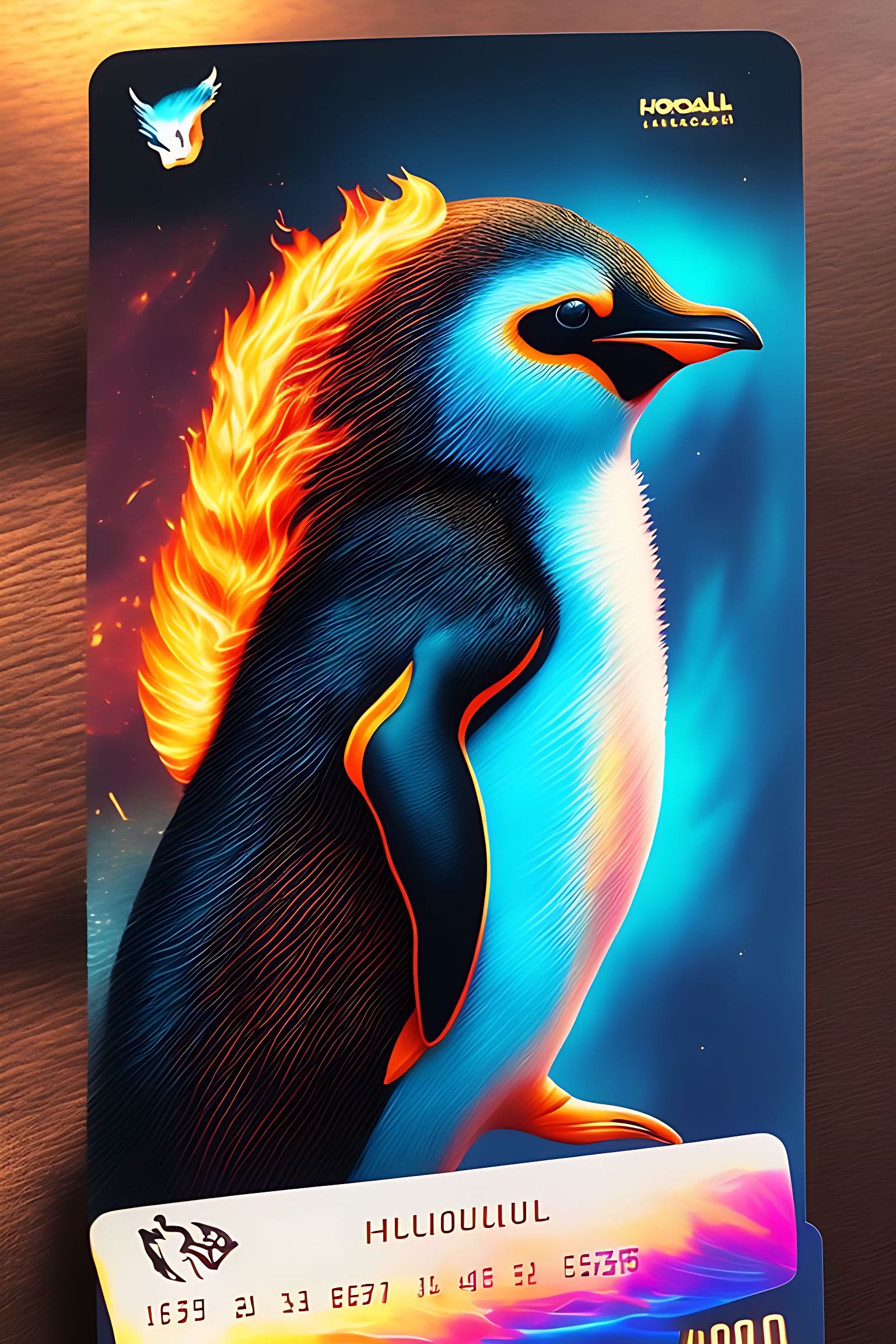 great-eland223: A penguin with tiger stripes and flaming fire