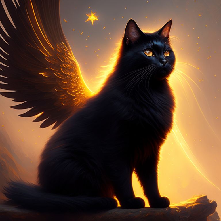 Black Cat With Angel Wings