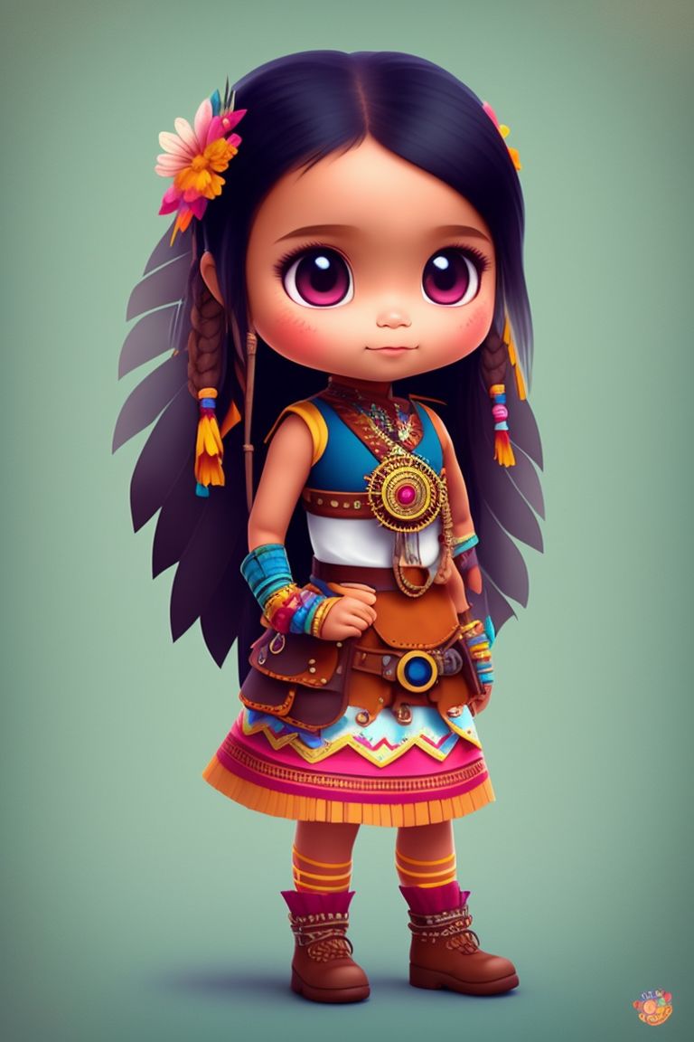 Native American Little Girl Drawing