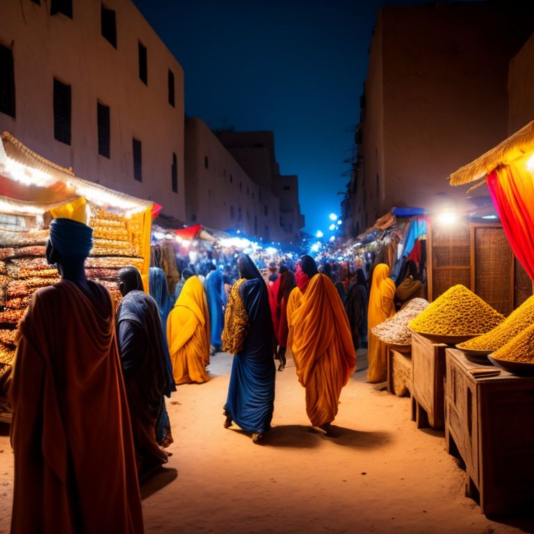 MShare: A colorful oil painting of a crowded market in the city of ...