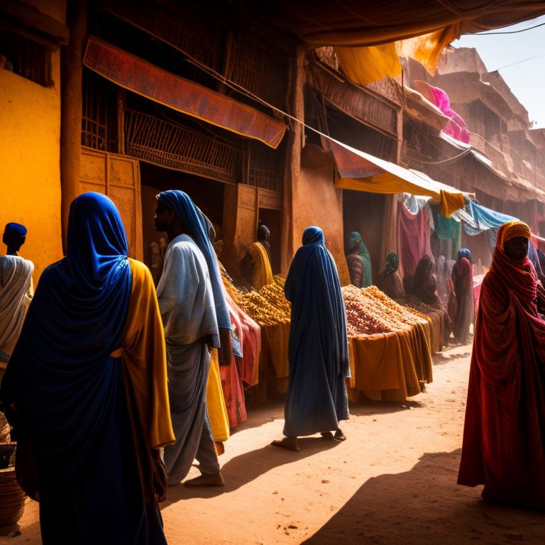 MShare: A colorful oil painting of a crowded market in the city of ...