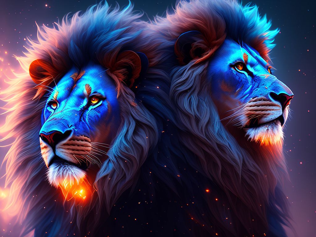 Blue Fire Lion Wallpaper
