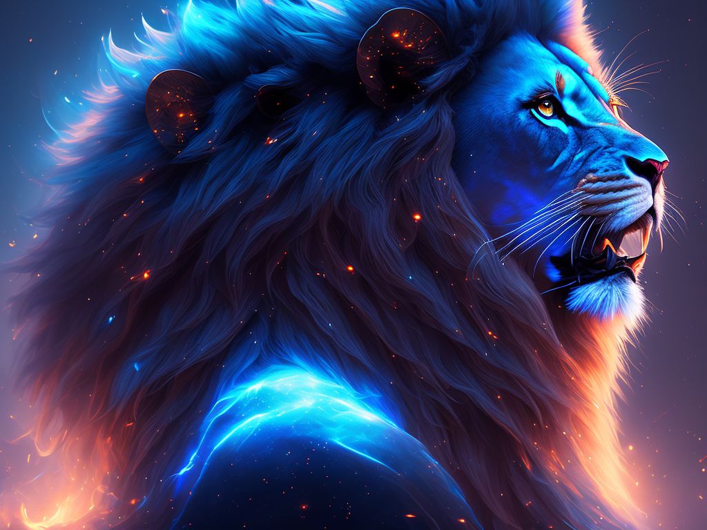 Blue Fire Lion