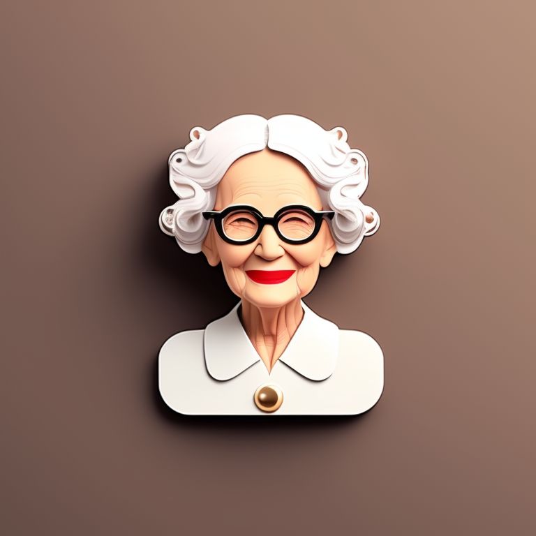 Elderly Woman Smiling Cartoon