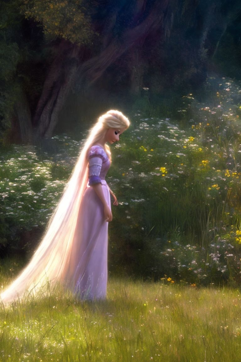 Fedoraxsa: a Cinematic shot of Disney's princess Rapunzel playing on ...