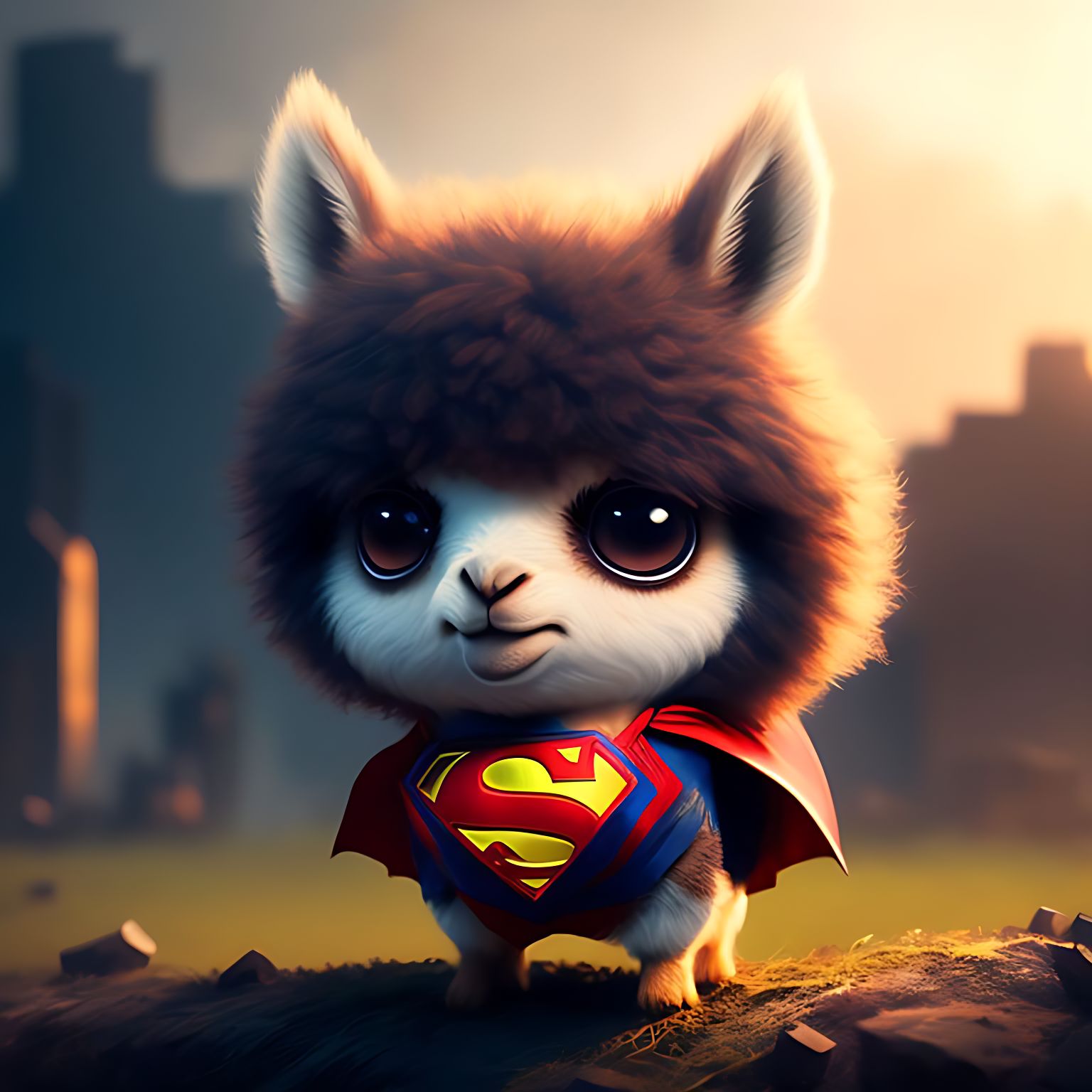 serene-lemur799: Angry llama wearing a superman outfit