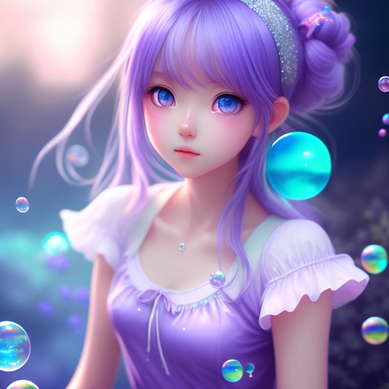 Anime Girl Purple Hair Blue Eyes