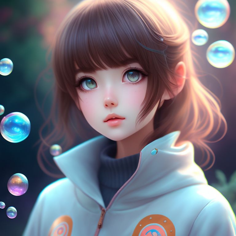 Anime Girl With Dark Brown Hair And Blue Eyes