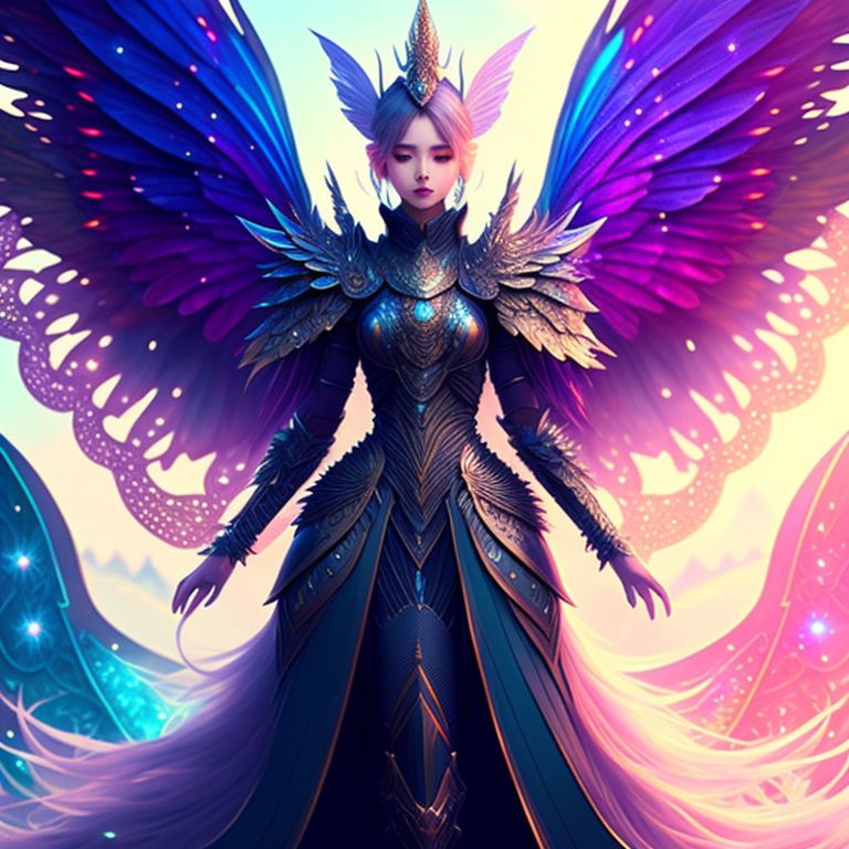 nimble-gnu175: Sci-fi fairy full body big wings armor beautiful ...