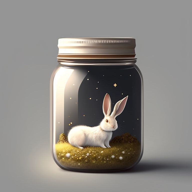 MShare: Rabbit, sleep in jar, bokeh