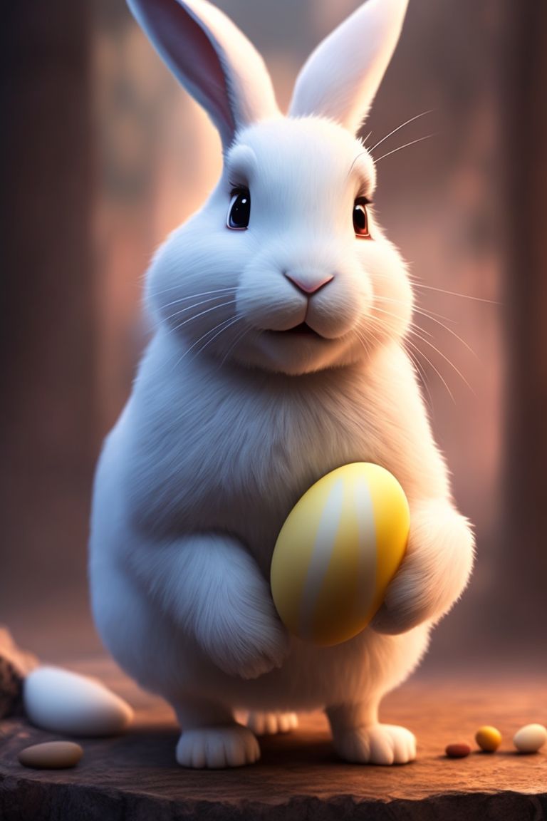 tan-worm933: Muscle white rabbit with easter eggs