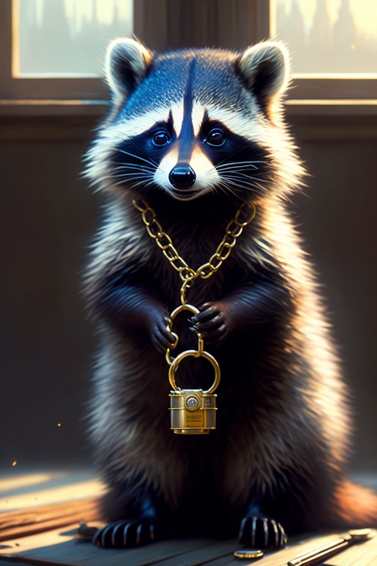 rosy-gnu530: A cute raccoon wearing handcuffs