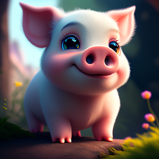 Cute Cartoon Pigs With Big Eyes