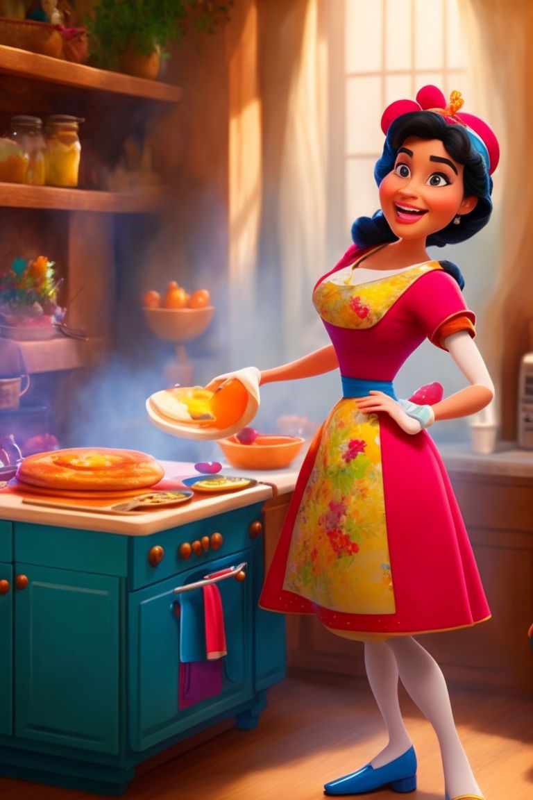 strange-cod884: A woman with colorful dress cooking breakfast for her ...