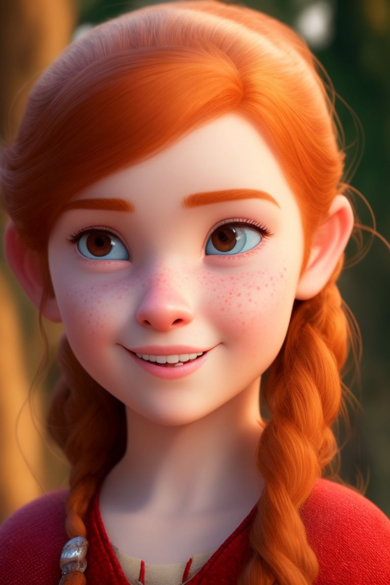Cartoon Girl Face Red Hair