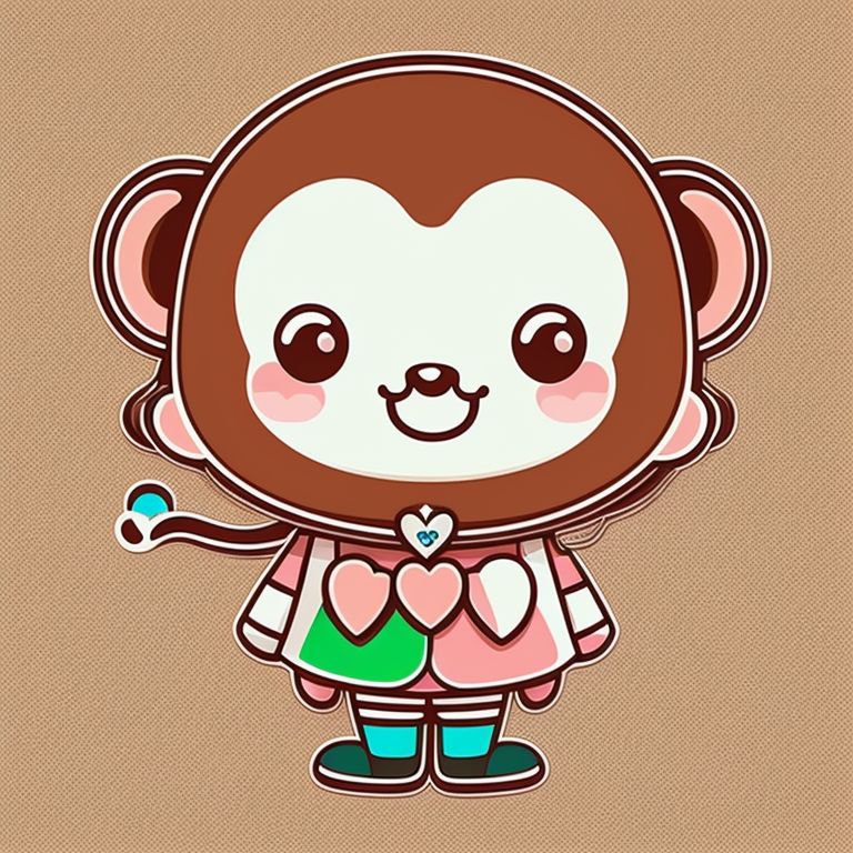 Cartoon Girl Monkey Outline