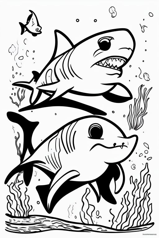 Cute Shark Coloring Page