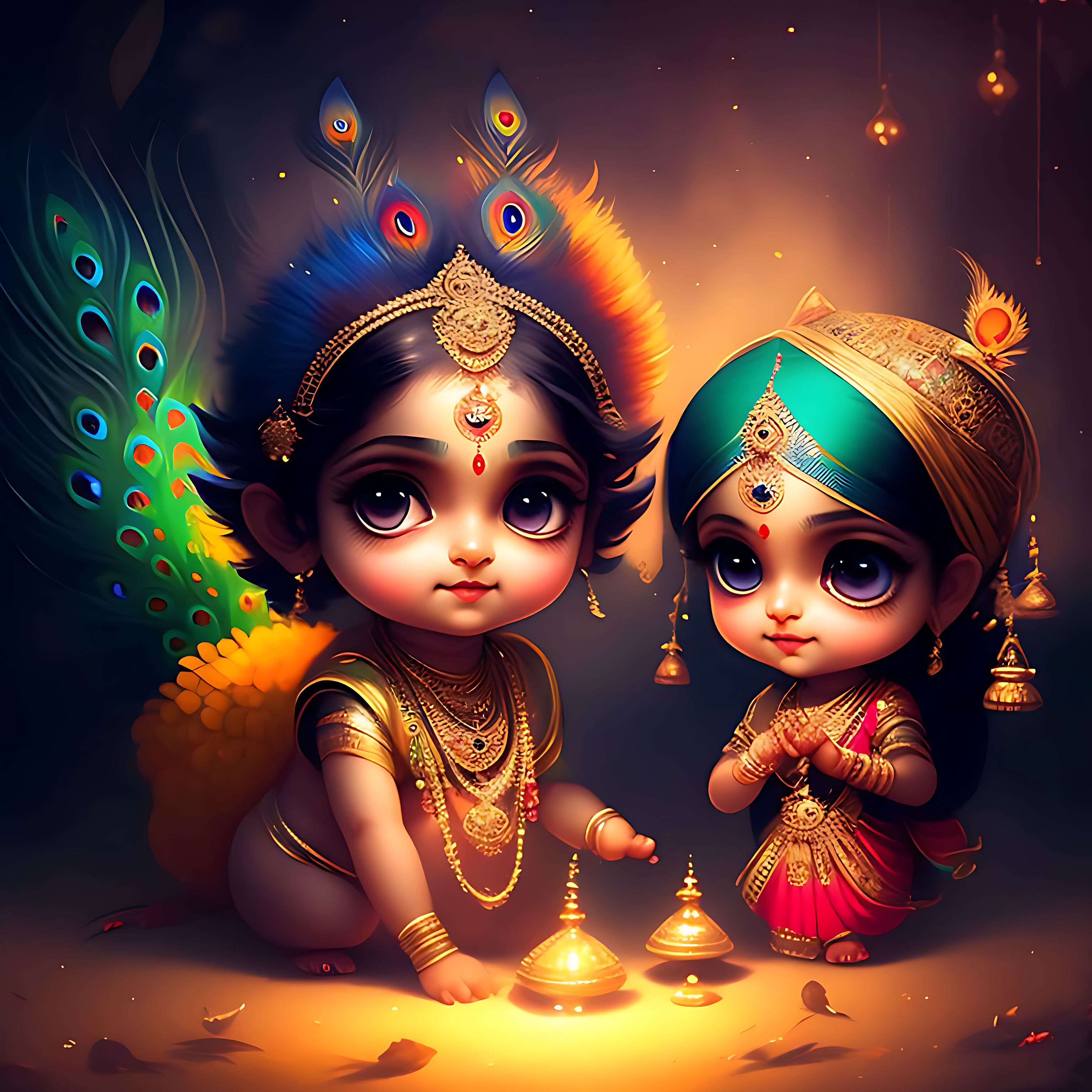 hasty-marten394: Krishna and Radha with peacock