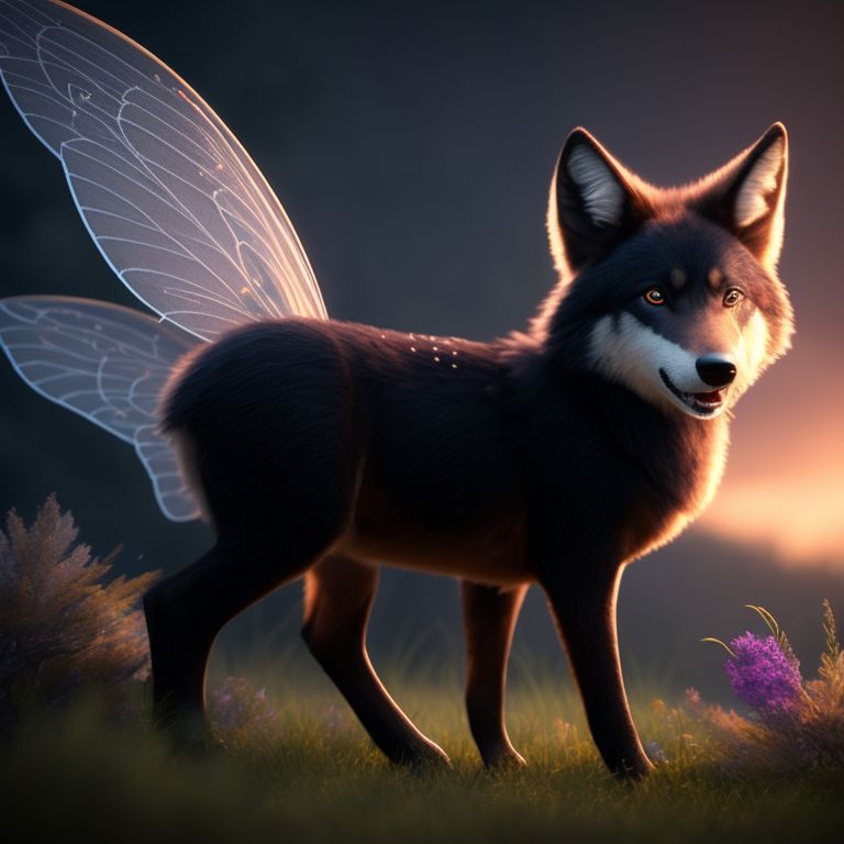 Cute Baby Wolf With Wings