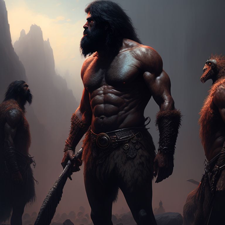 Max_Turbo: prehistoric age of caveman, standing, full body