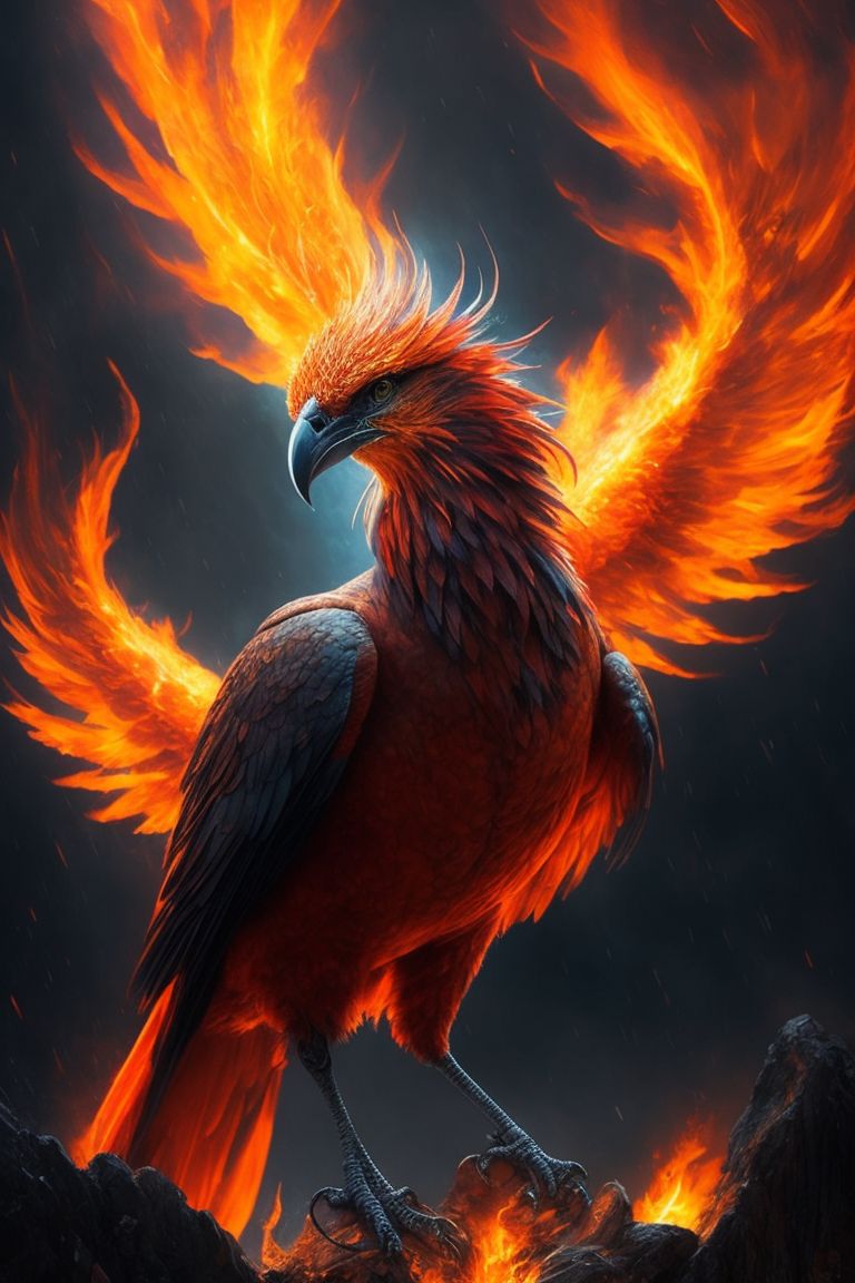Phoenix Bird Rising From The Ashes