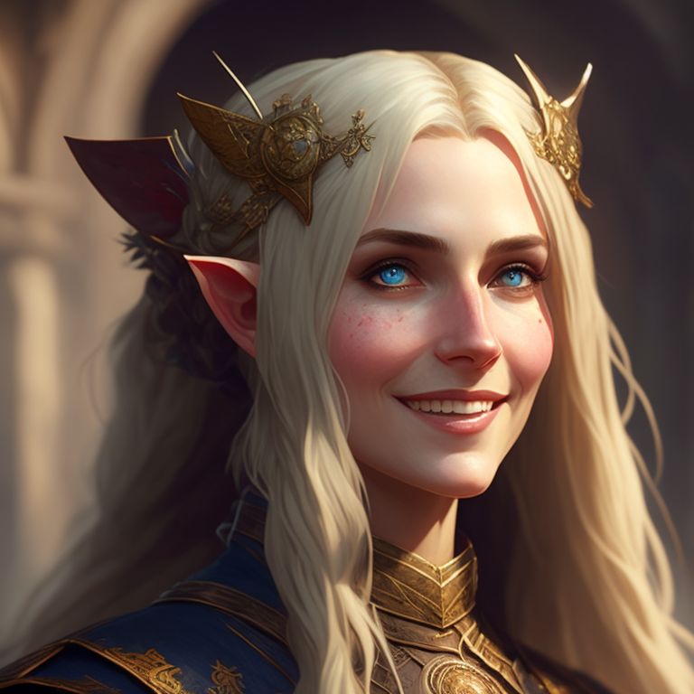 profuse-ram578: full-length portrait of a female half-elf bard with ...