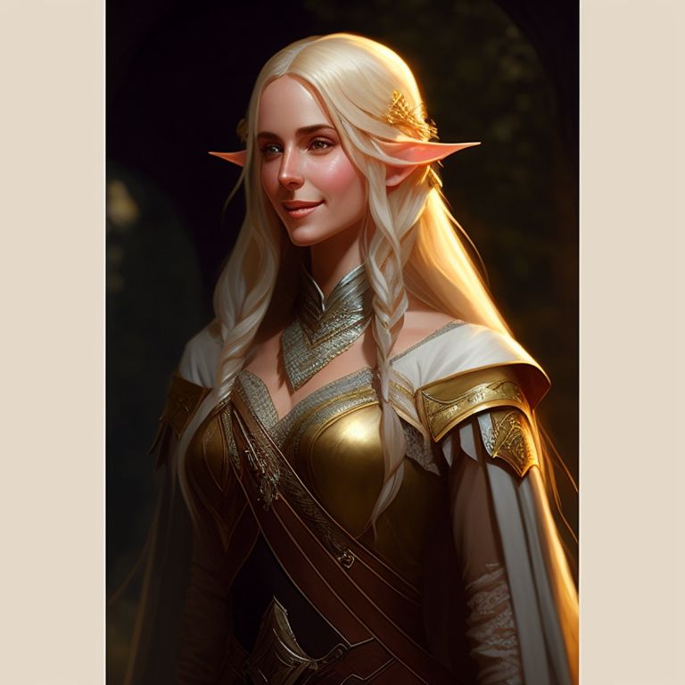 Profuse Ram578 Full Length Portrait Of A Female Half Elf Bard With