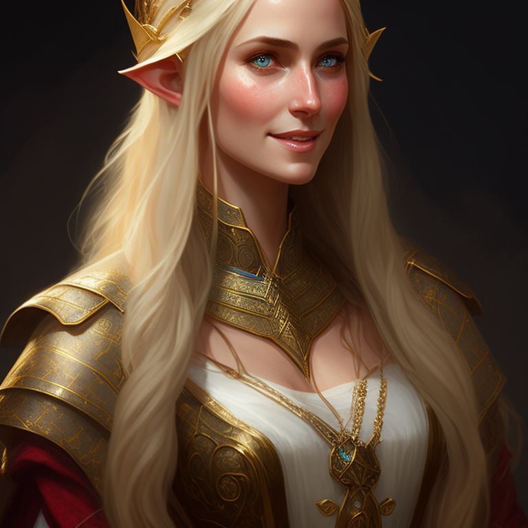 profuse-ram578: full-length portrait of a female half-elf with long ...