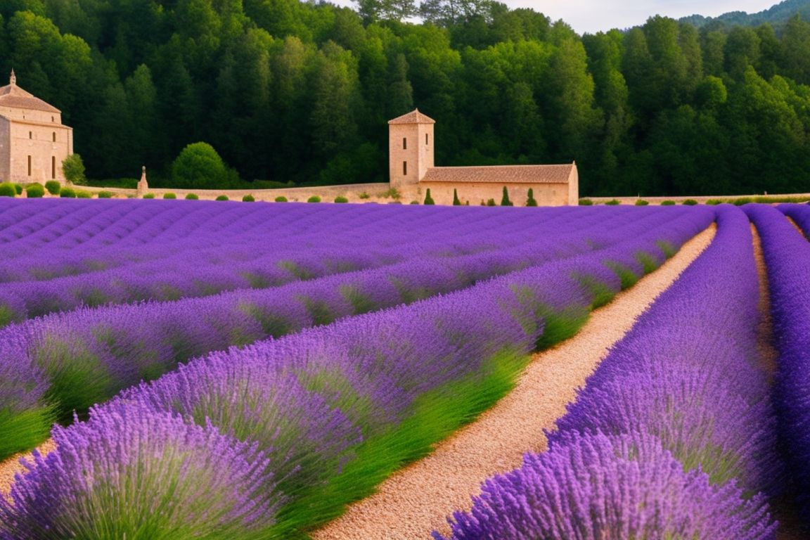 fixed-tapir548: a field full of lavender plants in rows in Provence in ...