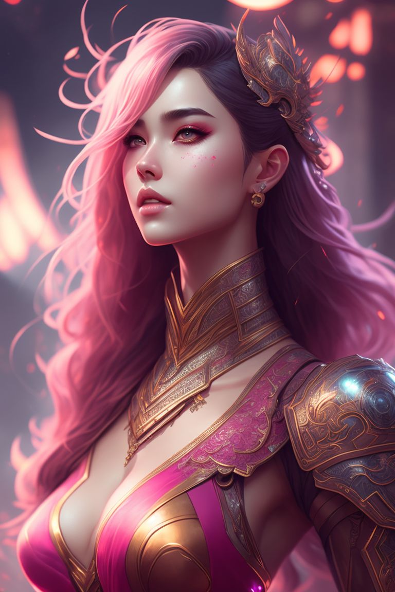 Nimble Gnu175 Character Design Armor Princess Full Body Pink Pose 