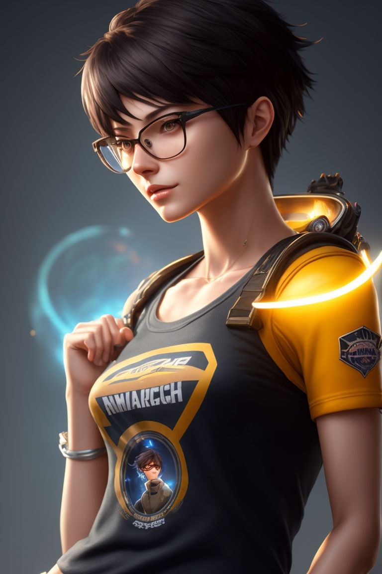 donut: American young adult woman, thin skinny body, short hair, baggy ...