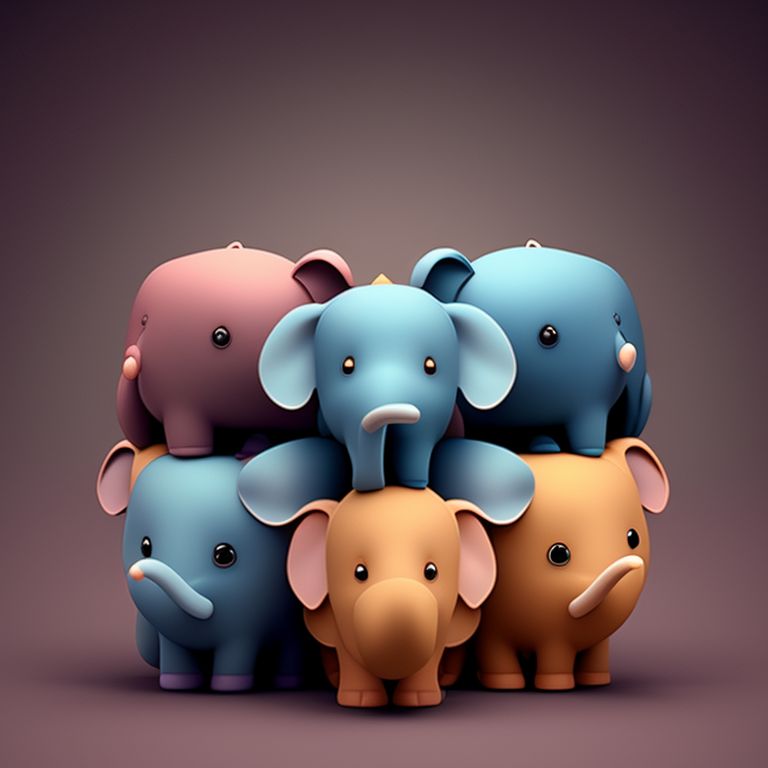 limp-wolf535: a tiny 3d pixar-style stack of elephants with a soft ...