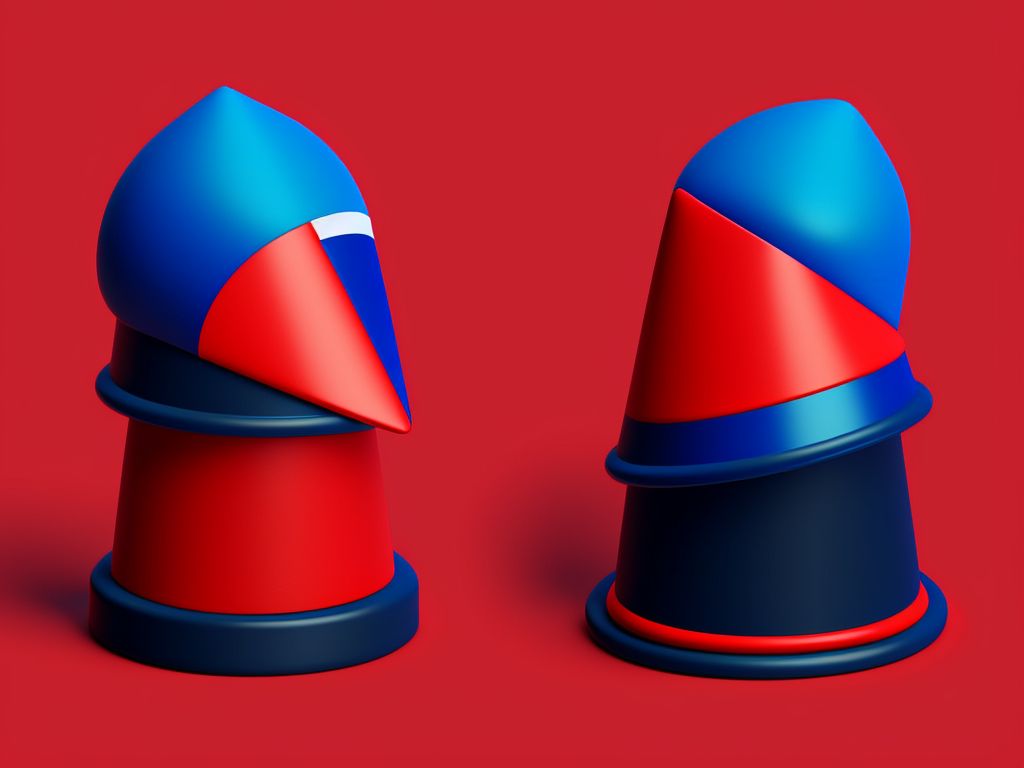 shidapenns: Dunce cap 3d badge, red on dark blue, S