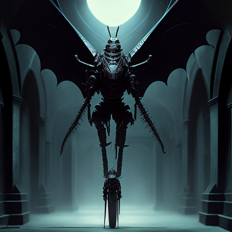 smart-fly483: Undead humanoid insect with bone armor and bat wings ...