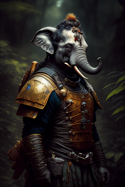 PolyCrumbs: realistic gritty photo of an anthropomorphic elephant ...