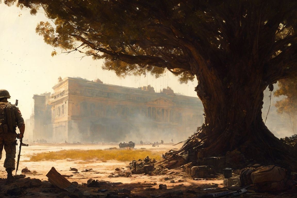 Soldier Hiding Behind A Tree