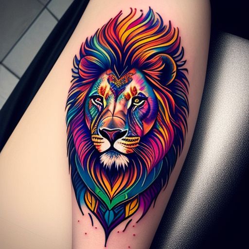 dental-emu431: colorful lion tattoo for women
