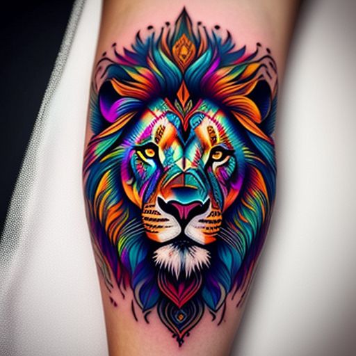 dental-emu431: colorful lion tattoo for women